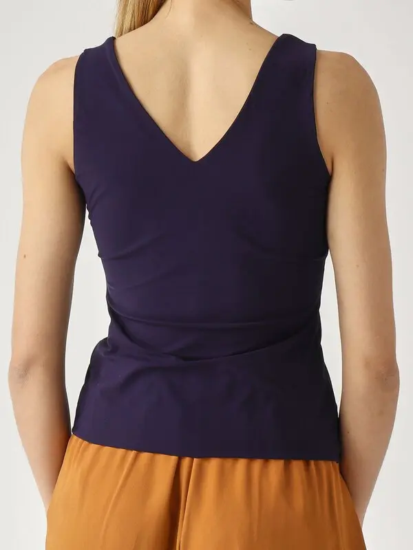 Malìparmi Sleeveless V-neck Jersey Top - Navy