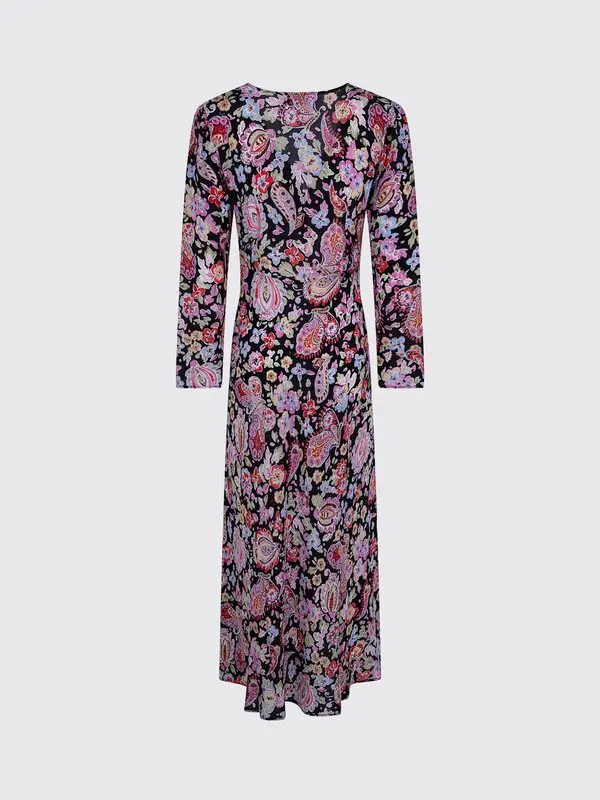 Rixo Floral Print Silk Long Dress