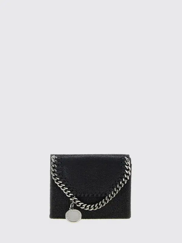 Stella McCartney Falabella Crackled Synthetic Suede Wallet - Black