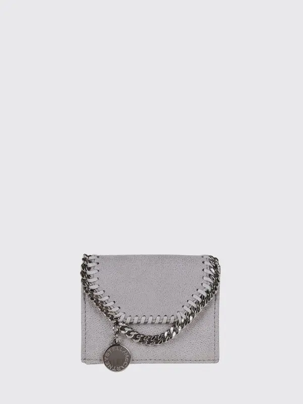 Stella McCartney Falabella Crackled Synthetic Suede Wallet - Grey