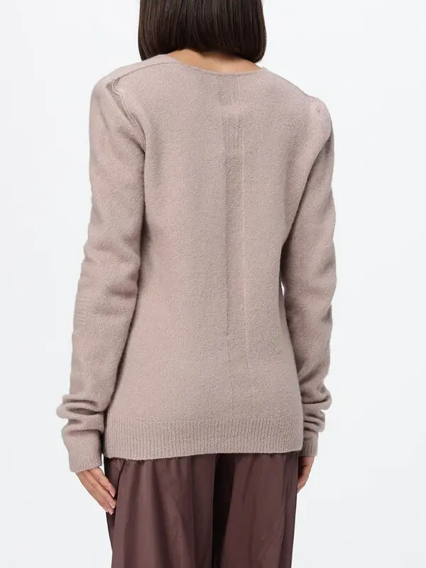 Rick Owens Deep V-neck Wool Sweater With Ribbed Trims