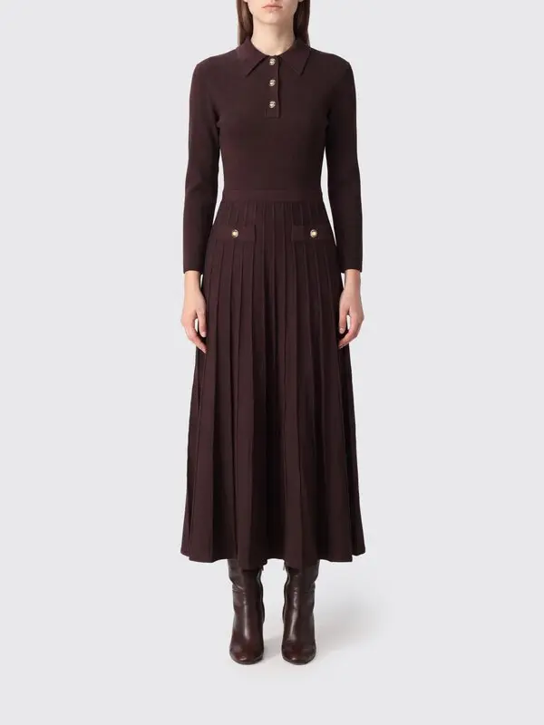 Michael Kors Ribbed-knit Recycled Viscose Midi Polo Dress - Brown