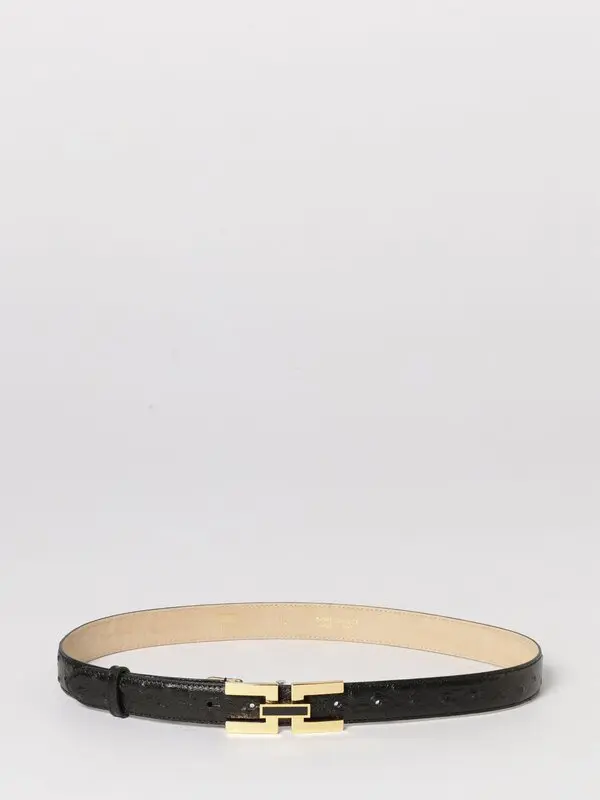 Elisabetta Franchi Embossed Leather Belt - Black