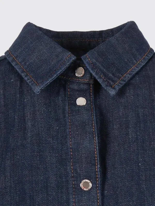 7 For All Mankind Sleeveless Denim Shirt With Spread Collar