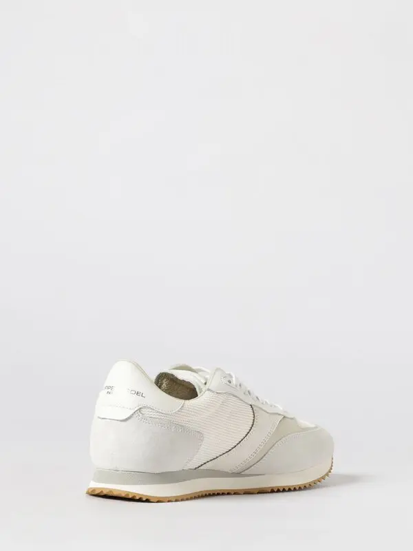 Philippe Model Low-top Sneakers In Calf Leather And Mesh With Laminated Logo