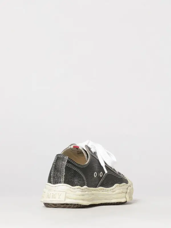 Mihara Yasuhiro Hank Og Grained Leather Sneakers With Distressed Effect - Black