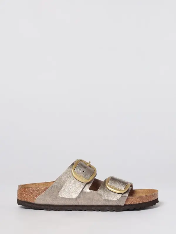 BIRKENSTOCK Arizona Big Buckle Laminated Leather Sandals - Gold