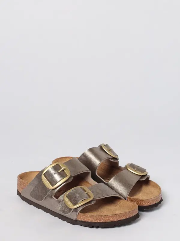 BIRKENSTOCK Arizona Big Buckle Laminated Leather Sandals - Gold