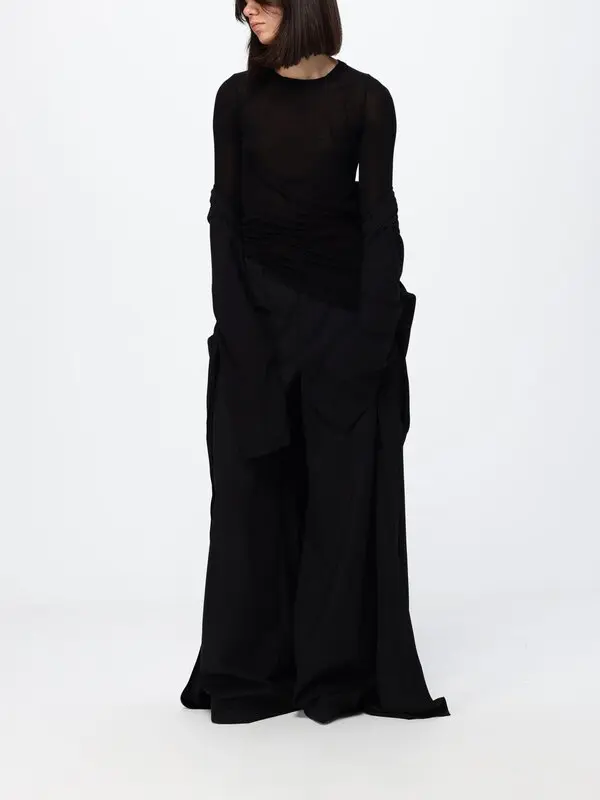 Rick Owens Viscose And Silk Slim Fit Long-sleeved Top - Black