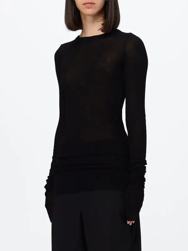 Rick Owens Viscose And Silk Slim Fit Long-sleeved Top - Black