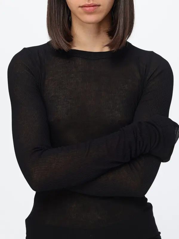 Rick Owens Viscose And Silk Slim Fit Long-sleeved Top - Black