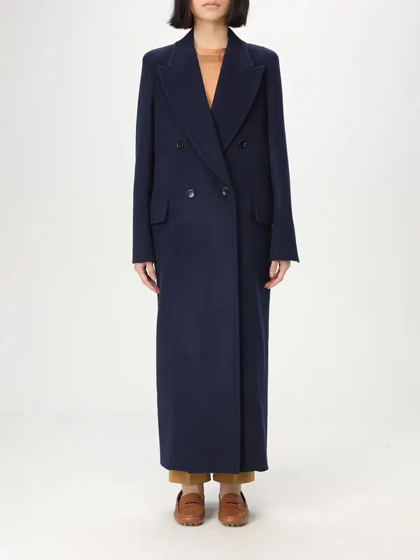 Max Mara Double Breasted Long Coat - Blue