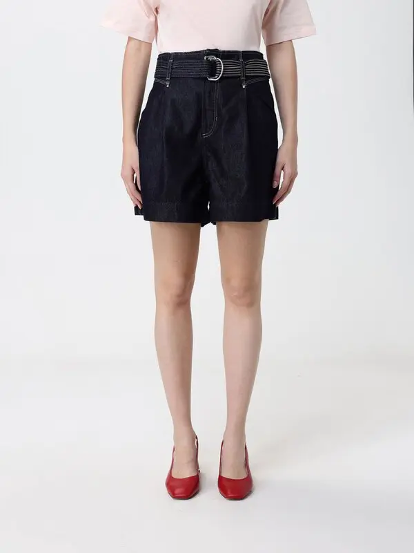 BOSS Denim Shorts With Graphic Print - Blue
