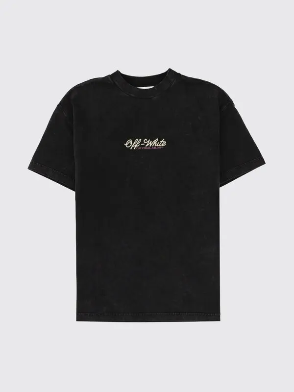 Off-White Cotton T-shirt With Graphic Logo Print On The Front