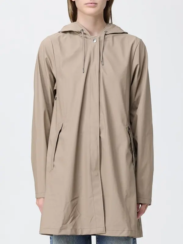 Rains Hooded Waterproof Polyester Trench Coat - Beige