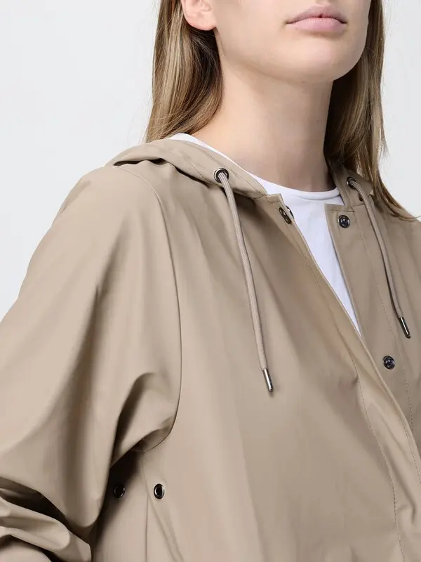 Rains Hooded Waterproof Polyester Trench Coat - Beige