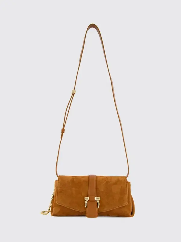 FERRAGAMO Suede Calfskin Gancini Flap Crossbody Bag - Brown