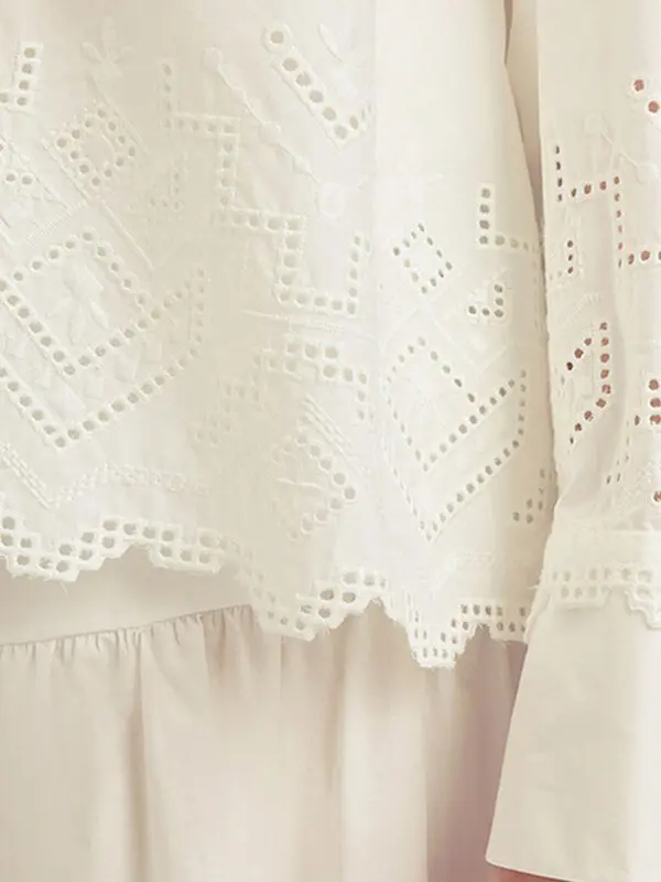 Momoni Long-sleeved Cotton Shirt With Lace Inserts