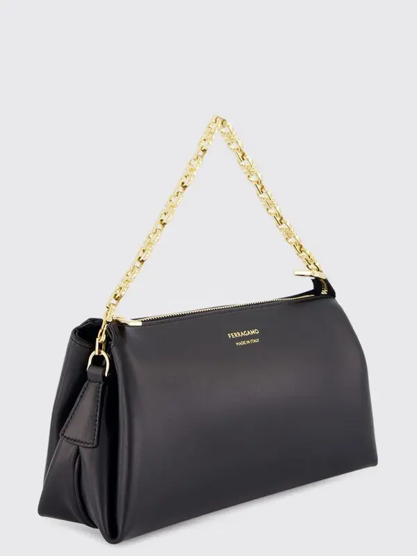 FERRAGAMO Rectangular Smooth Calfskin Mini Bag With Metal Mesh Handle