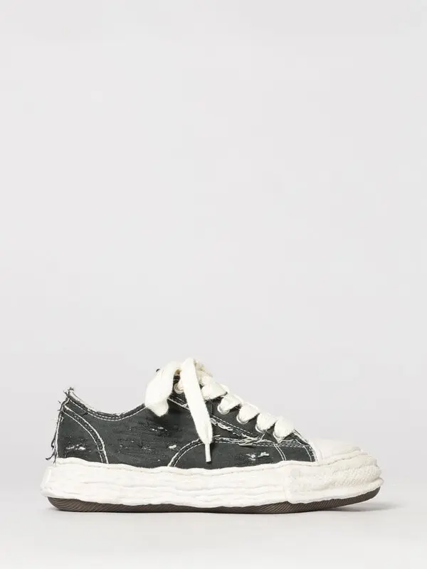 Mihara Yasuhiro Peterson Distressed Cotton Low Top Sneakers - Black