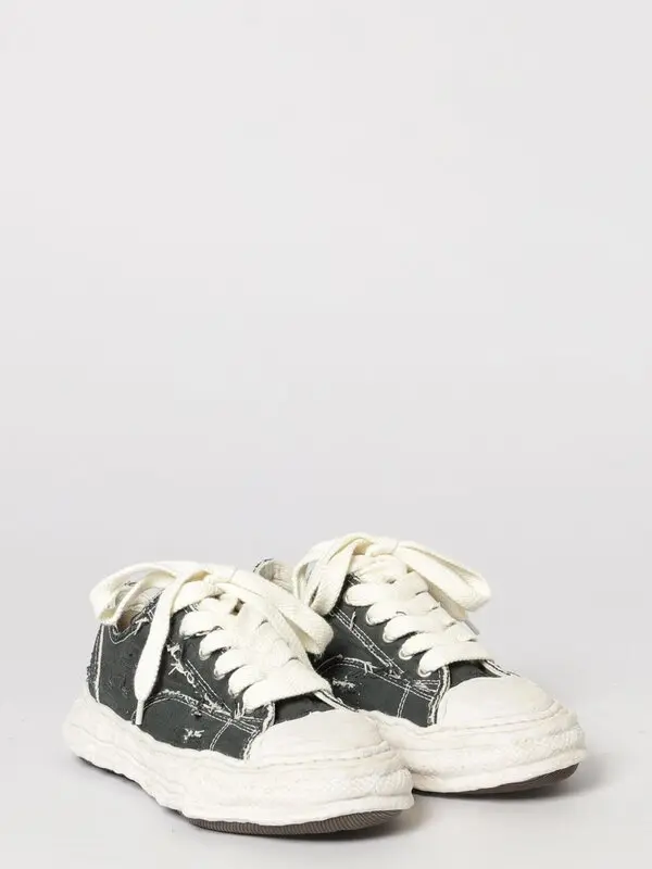 Mihara Yasuhiro Peterson Distressed Cotton Low Top Sneakers - Black