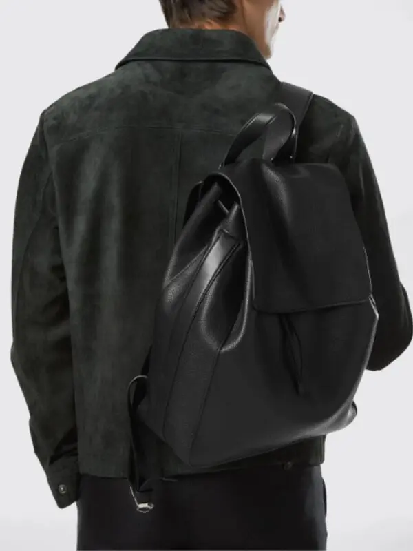 TOM FORD Hammered Calfskin Leather Backpack With Flap And Drawstring Closure