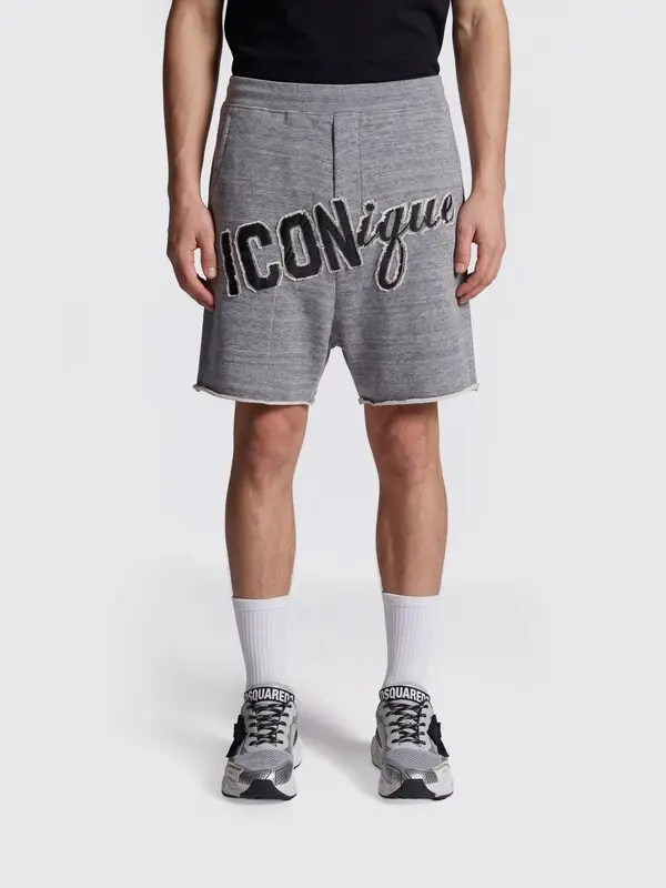 Dsquared2 Cotton Sports Shorts With High Elasticated Waist And Logo Detail