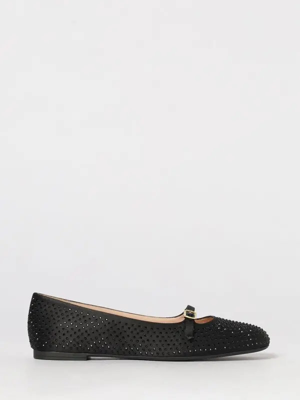 Bally Satin Ballerinas With Rhinestones