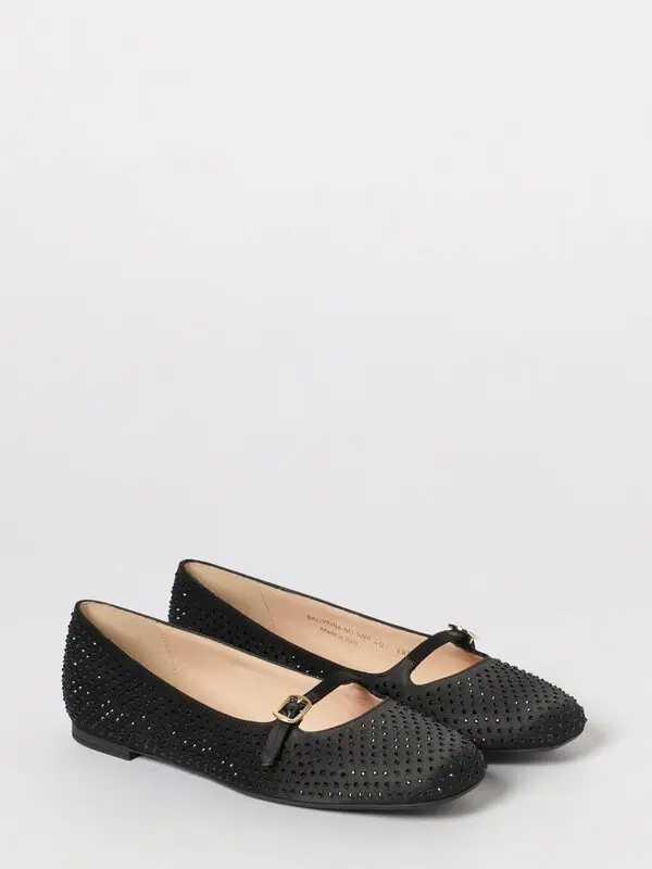 Bally Satin Ballerinas With Rhinestones