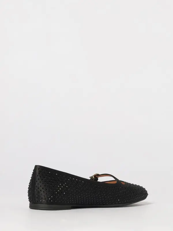 Bally Satin Ballerinas With Rhinestones