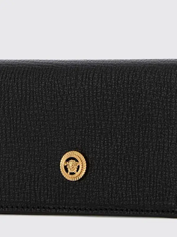 Versace Medusa Biggie Grained Leather Credit Card Holder