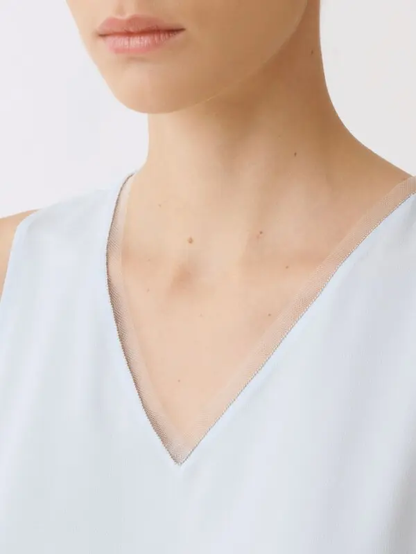 Fabiana Filippi Silk Blend Basic Top - Water