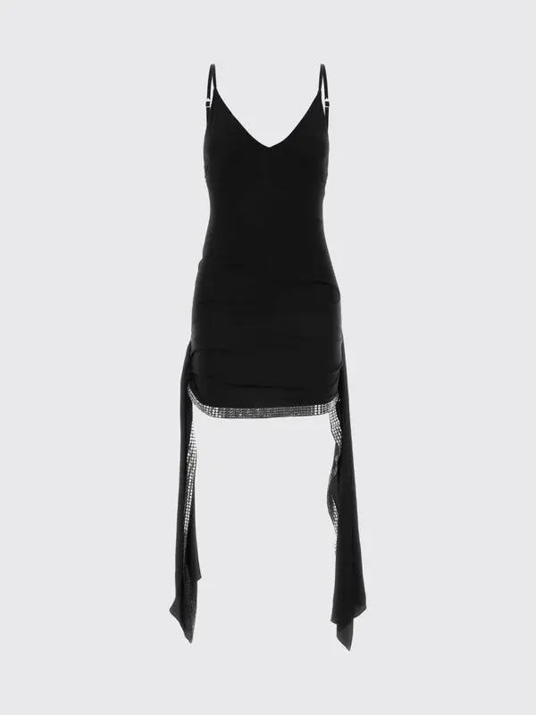 Attico Silk Blend Mini Dress With Rhinestone Embellishments