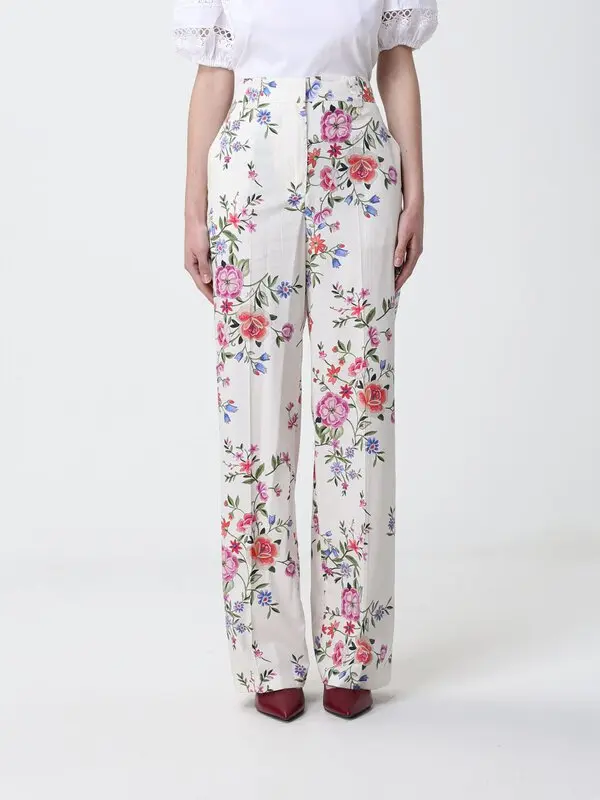 Liu Jo Floral Print Cotton Poplin Wide-leg Palazzo Trousers