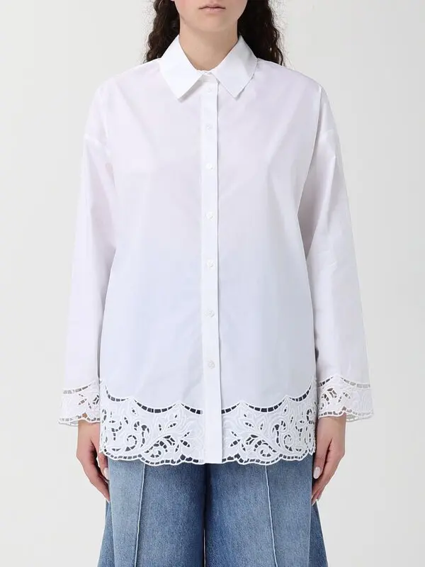 TWINSET Cotton Shirt With Macramé Hem