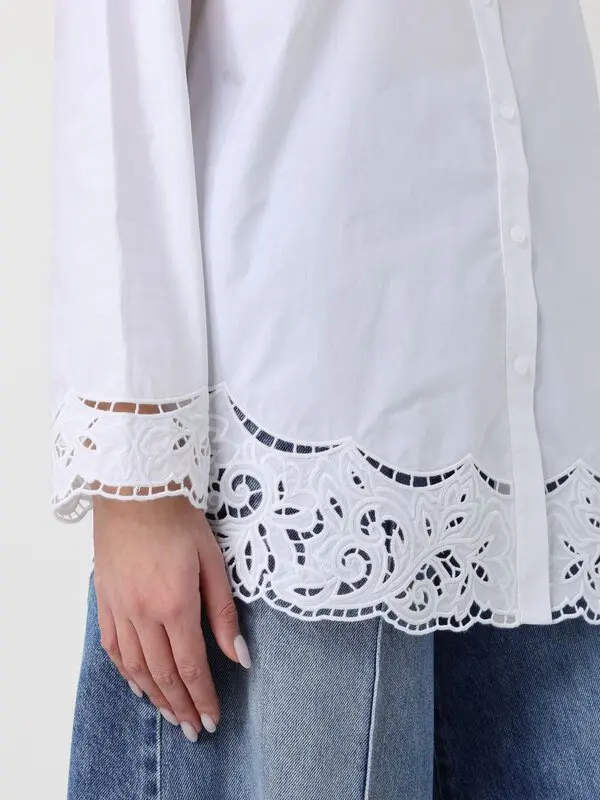 TWINSET Cotton Shirt With Macramé Hem
