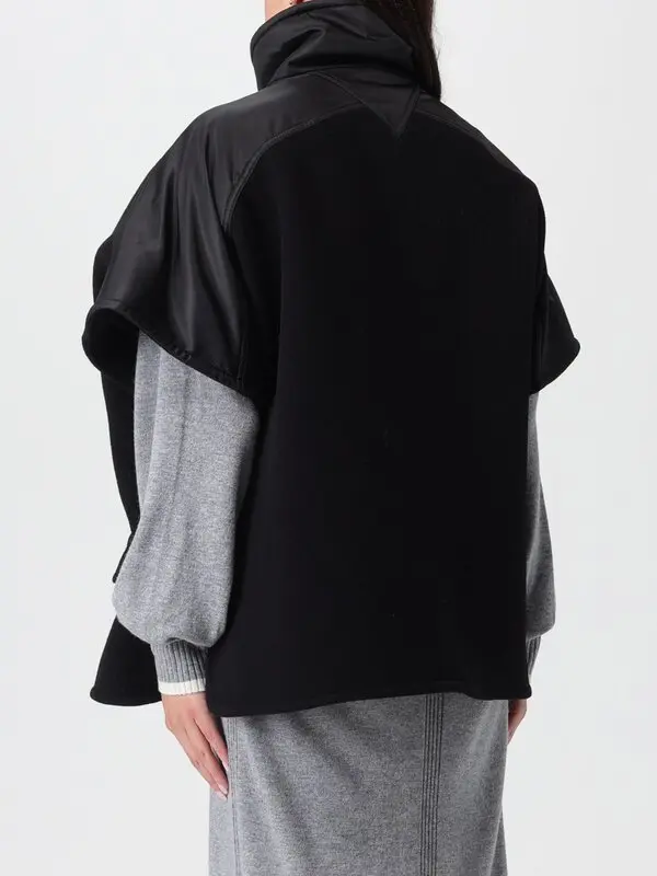 Pinko Wool Blend Coat With Leather Accents