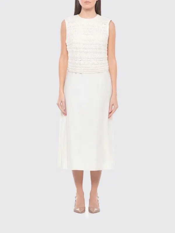 Fabiana Filippi Sleeveless Midi Dress With Crochet Bodice