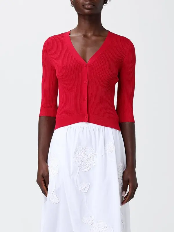 TWINSET Slim Fit Ribbed Cotton And Silk Cardigan