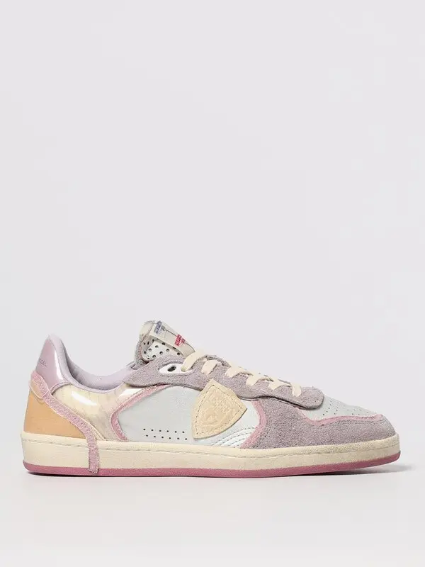 Philippe Model Pgal Sneakers In Suede And Fabric With A Worn-out Sole - Pink