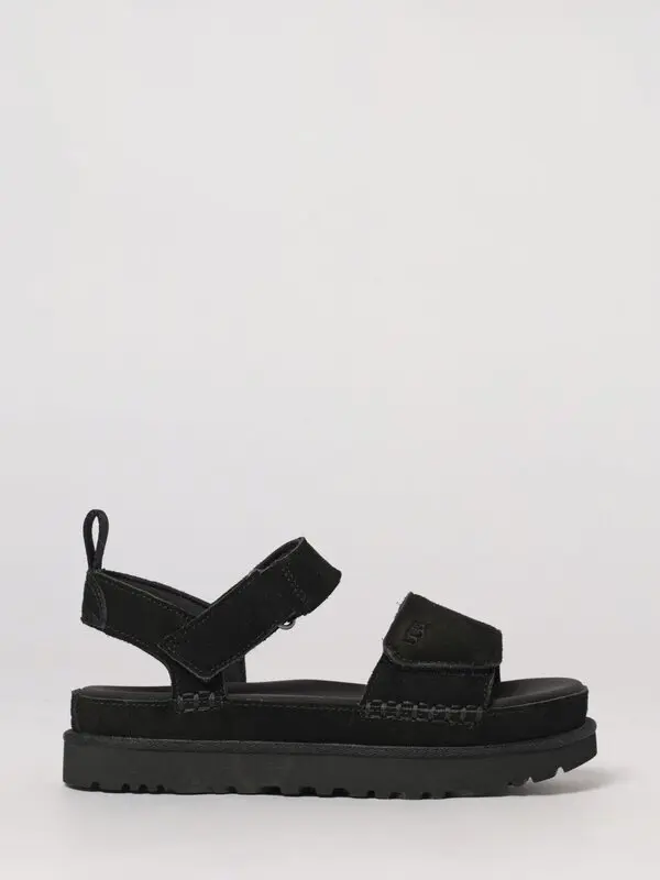 UGG Goldenstar Suede Platform Sandals - Black