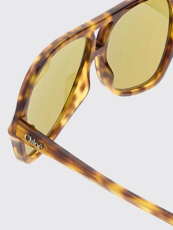 Chloé Salome Tortoiseshell Pattern Acetate Shield Sunglasses