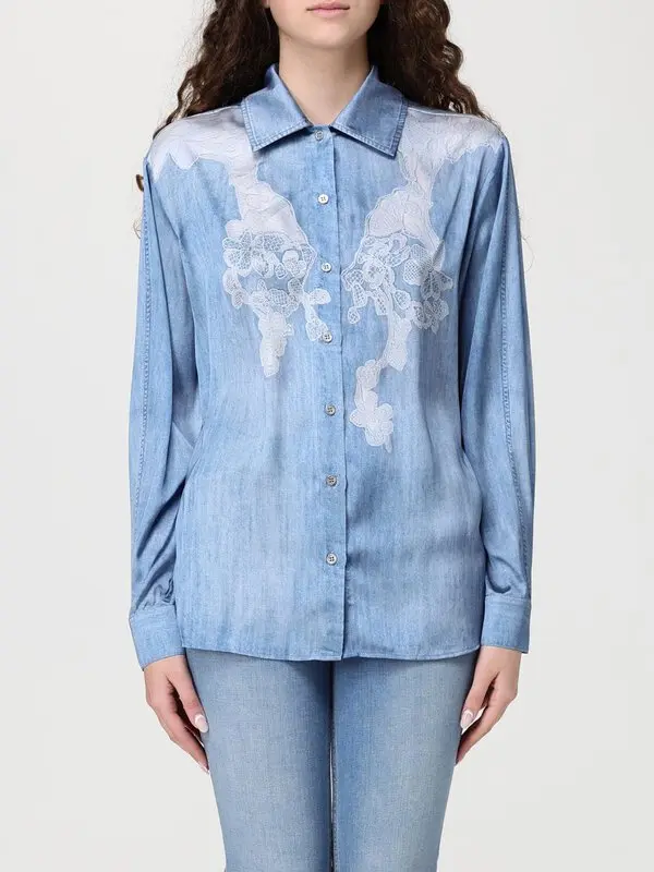 Liu Jo Cotton Shirt With Print - Blue