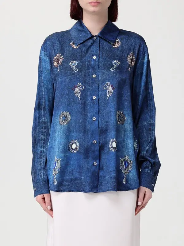 Liu Jo Cotton Shirt With Print - Navy