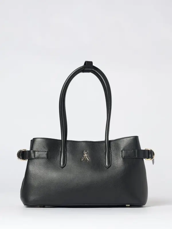 Patrizia Pepe Calfskin Leather Shoulder Bag With Fly Logo - Black