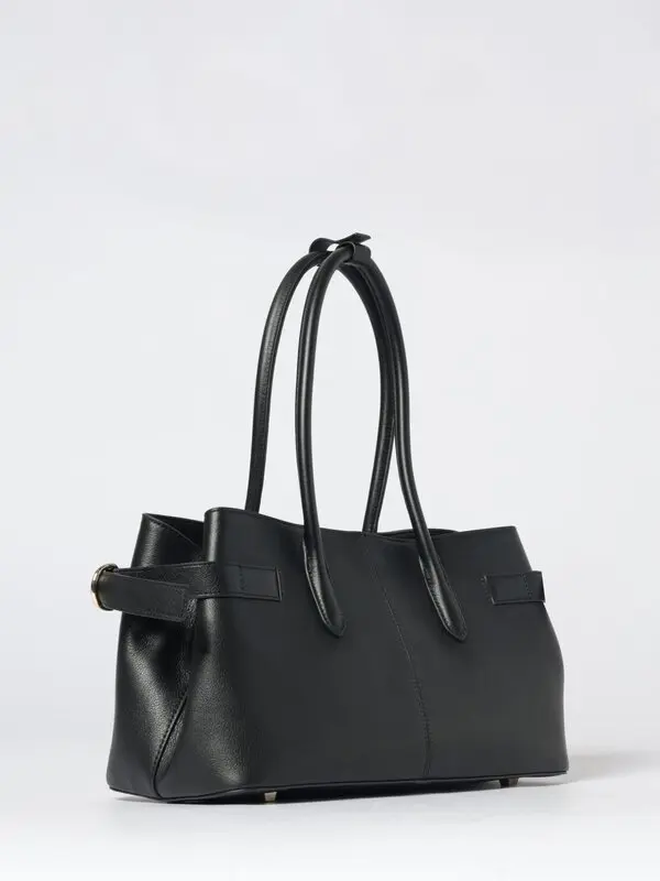 Patrizia Pepe Calfskin Leather Shoulder Bag With Fly Logo - Black