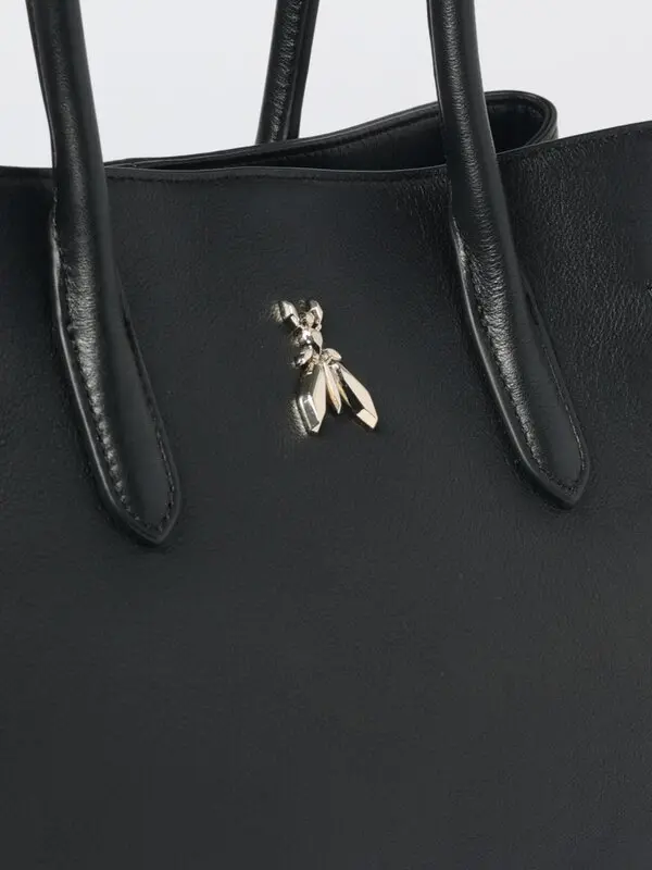 Patrizia Pepe Calfskin Leather Shoulder Bag With Fly Logo - Black