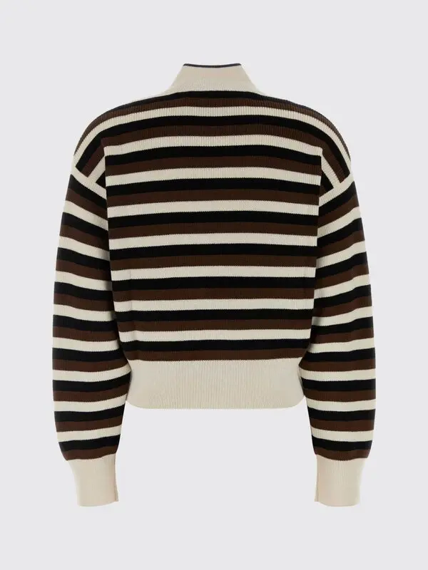 Brunello Cucinelli Striped Cotton Zip-up Turtleneck Cardigan - Beige
