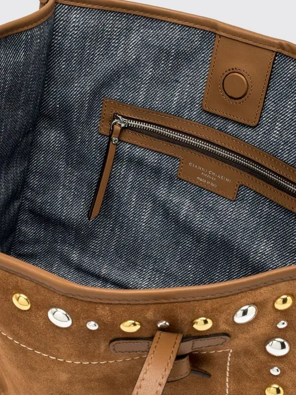 GIANNI CHIARINI Studded Suede Shoulder Bag