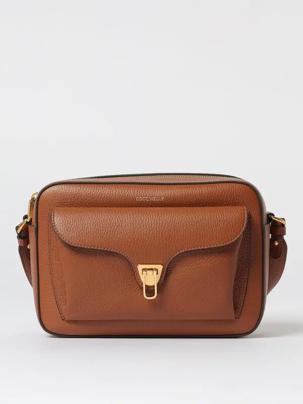 COCCINELLE Leather Shoulder Bag With Turn Lock Closure